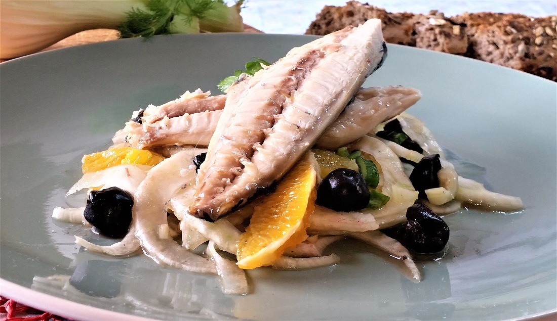 Insalata di palamita, arance e finocchi